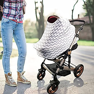 Entyle Baby Car Seat Covers - Car Seat Canopy for Boys Girls, Stretchy Breathable Nursing Breastfeeding Covers, Multifunctional Newborn Nursing Scarf, Infant Stroller/Shopping Cart Cover (Grey Ripple)