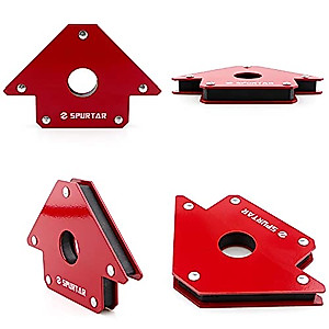 Spurtar Welding Magnets, 50lbs 4Pcs Welding Magnets and Clamps Heavy Duty Arc Welding Holder Square 45°, 90°, 135° Strong Welding Accessories and Tools