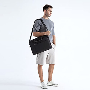 DOMISO 14 inch Laptop Bag Business Briefcase Water-resistant Notebook Messenger Shoulder Bag for 14" MacBook Pro/Lenovo IdeaPad ThinkPad/HP Stream 14 Chromebook 14/ASUS ZenBook,Black
