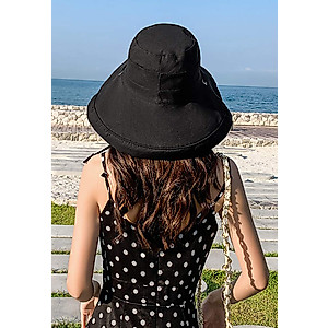 Women's Sun Hat Packable Reversible Bucket Hat UV Sun Protection Wide Brim Summer Beach Cap (One Side-Light Coffee)