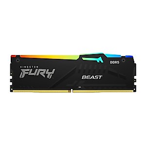 Kingston Technology Kingston Fury Beast 64GB (2x32GB) 5200MT/s DDR5 CL36 RGB Desktop Memory Kit of 2 | Infrared Syncing | AMD Expo | Plug N Play | KF552C36BBEAK2-64