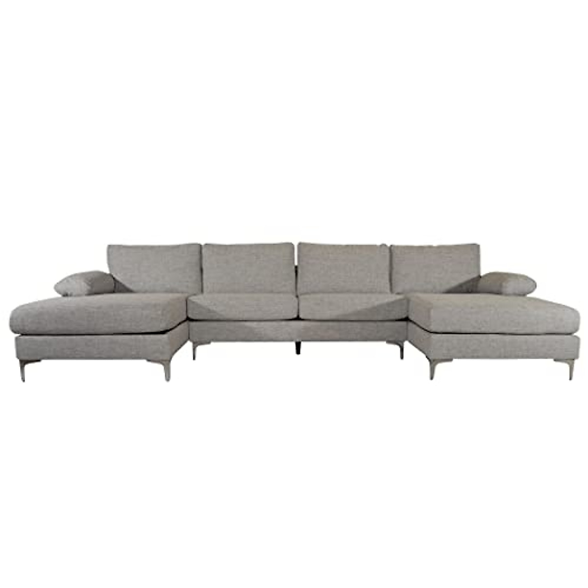 Casa Andrea Milano Modern Large Tweed Fabric U-Shape Sectional Sofa, Double Extra Wide Chaise Lounge Couch