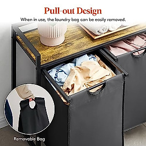 Lifewit Laundry Hamper, 95L 2 Section Pull out Clothes Hampers for Laundry with Large Top Shelf and 2 Removable Bags & Handles, Laundry Basket Sorter for Laundry Room Bedroom Bathroom and Dorm, Black