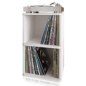 Way Basics Vinyl Record Storage - 2 Tier Book Shelf Turntable Stand (Fits 170 Albums)
