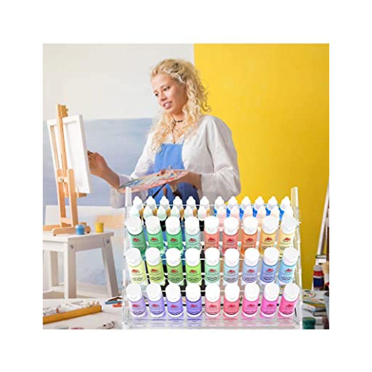 Paint Organizer for 51 Bottles Acrylic Paint, Craft Paint Storage Stand Pigment Organizer Holder Ink Bottle Stands, 2 oz Paint Rack Display Storage Oranizer