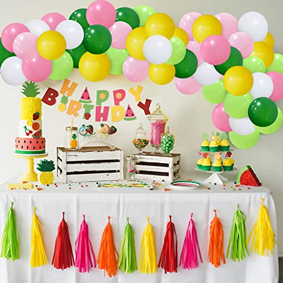 Nobledecor Pink and Green Balloons, 60pcs Pink Balloons 12 Inch Green Balloons, Green and white Balloons Latex Jungle Balloons Garland Kit for Party Birthday Decorations, Pink Green Balloon Arch