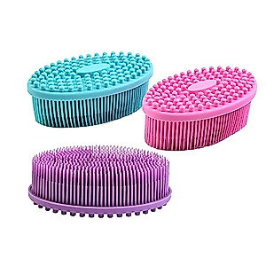INGVY Dry Brushing Body Brush Soft Silicone Body Brush Bath exfoliating Skin Suitable for Bath Shampoo Facial Massage Brush Supplies Direct Sale (Size : Pink)