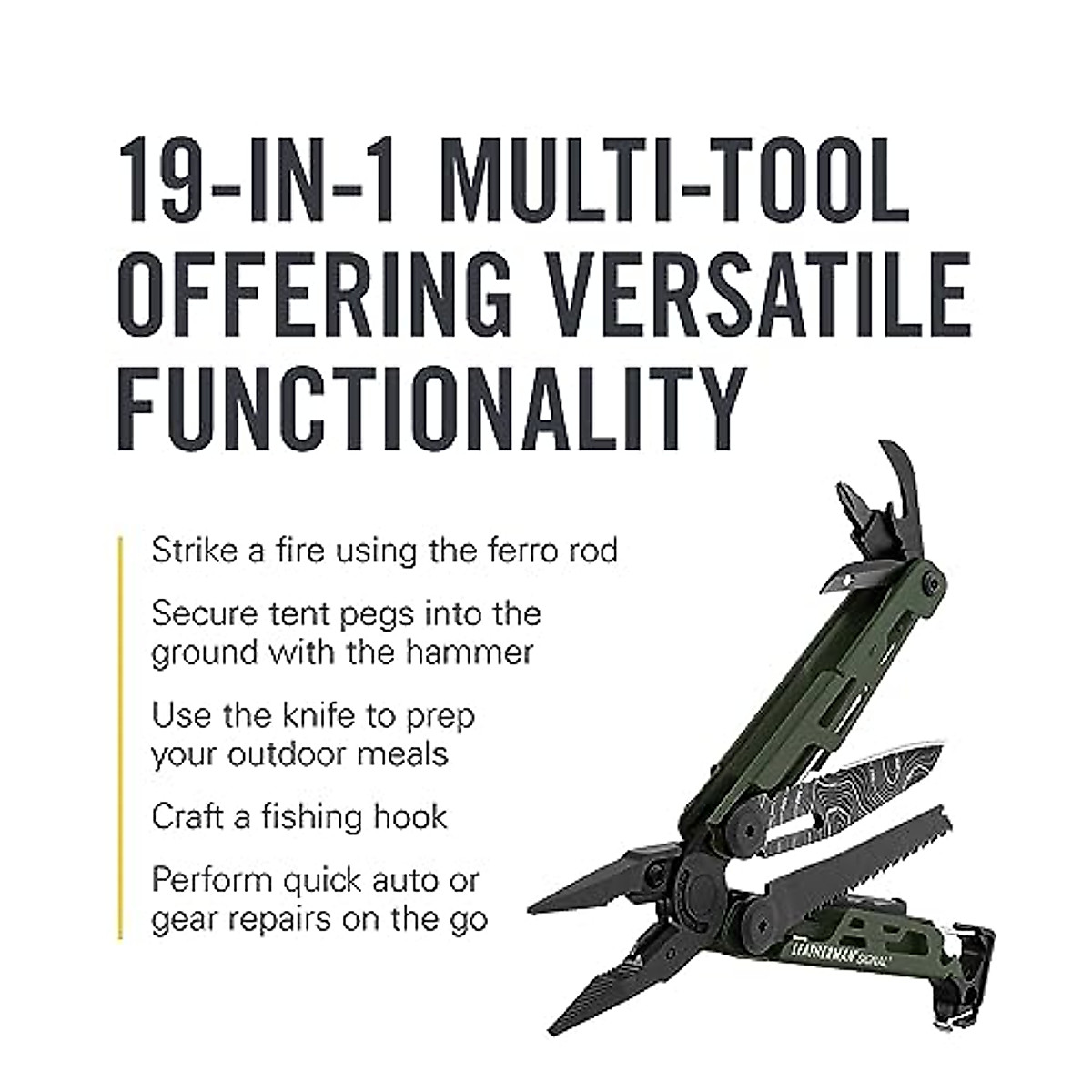LEATHERMAN, Signal, 19-in-1 Multi-tool for Outdoors, Camping, Hiking, Fishing, Survival, Durable & Lightweight EDC, Made in the USA, Topographical Print
