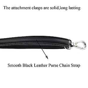 HAHIYO Adjustable Smooth Black Leather Purse Chain Strap Length 31.5-55.1 Inch Silver Hardware for Shoulder Cross Body Sling Purse Replacement Comfortable 0.47 Inch Wide 4.7mm Extra Thick 1 Pack