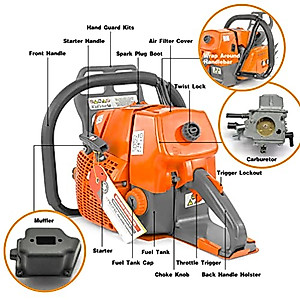 NEO-TEC NS892 Gas Chainsaw with 36 Inch Bar and Chain,92cc 2-Cycle Gasoline Power 5.2KW 6.4HP Chain Saws for Big Wood Cutting,All Parts Fit for MS660 G660