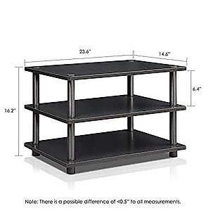 FURINNO Turn-N-Tube Easy Assembly 3-Tier Corner TV Stand, Blackwood/Black