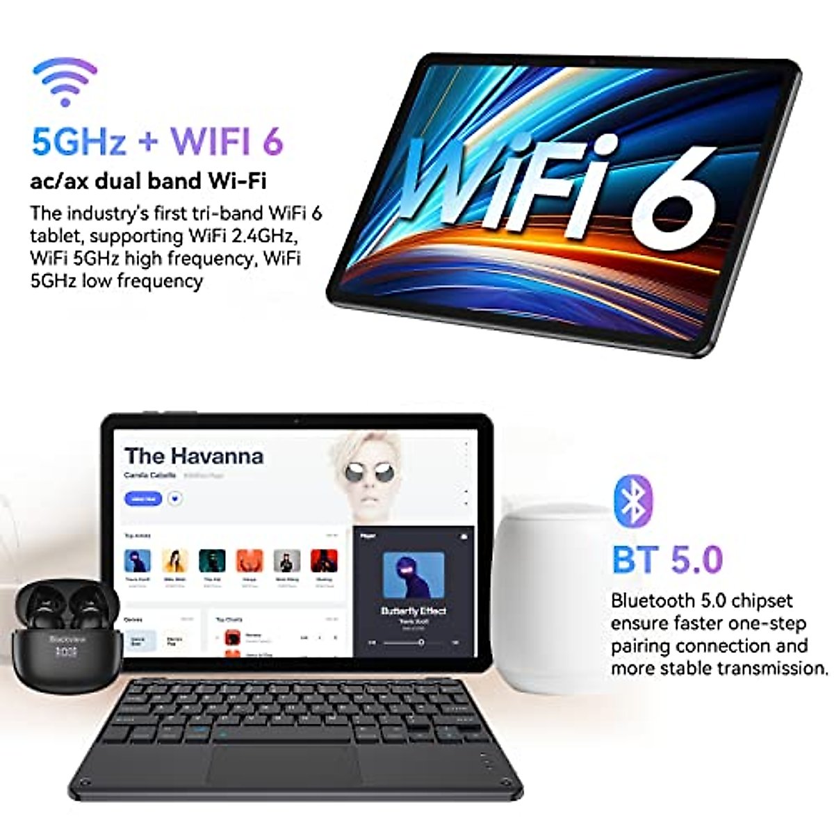 Blackview Tablet Android 12 Tab 8 WiFi Tablets 10.1 Inch 7GB(4+3 Expand) RAM+64GB/1TB ROM Quad Core Processor 6580mAh 1280×800 HD+IPS Display 13MP+8MP Daul Camera WiFi 6 BT 5.0 GMS Gray