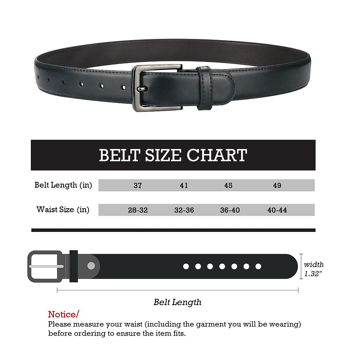 Alphyly Neries Men Black Leather Belt, Men's Casual Dress Belt For Suits, Jeans, Uniform, Work Business Belt For Men