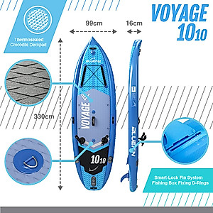 Bluefin SUP Voyage 10’10 Package with Cooler Box | Ultimate Activity Stand Up Inflatable Paddle Board | Added Stability | 20% Extra Width | Side Rails | 2X Fishing Rod Mounts | 5 Year Warranty