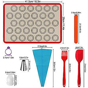 21 Pcs Silicone Macaron Baking Mats Kit Reusable Nonstick Pastry Food Safe for Cookies Macaron and Cake
