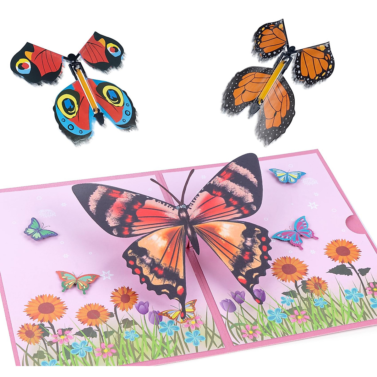 ilauke Pop Up Cards, 3D Butterfly Pop Up Cards, Greeting Cards with Magic Flying Butterfly&Envelopes, for Mothers Fathers Teachers Day Birthday Valentine's Anniversary Thank You Day