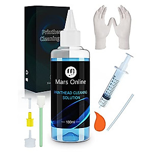 Mars Online Printhead Cleaning Kit Inkjet Printer Head Cleaner Compatible for HP / Epson / Brother / Canon 8600 8610 8035 8710 6700 6900 / Epson 1430 2720 et-2720 et-2750, 100ML, Kit 2