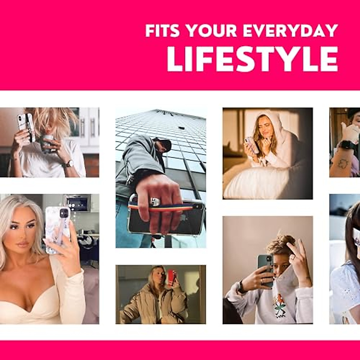 Phone Loops: Silicone Elastic Phone Grip Strap, Phone Holder for Hand, Small, Light and Discreet Slim Phone Strap Grip, Secure Phone Hand Holder and Phone Grip Strap