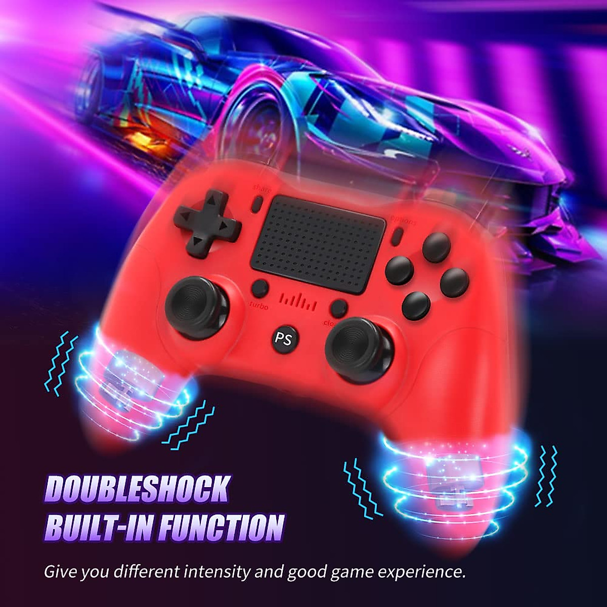 OKHAHA Controller for PS4 Wireless Controller for Playstation 4 Controller DoubleShock 4 Wireless Motion Sensor, Gifts for Kids Gifts for Girls, Magma Red