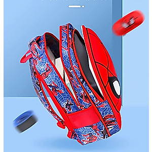 SUFRAH 13inch Cartoon Backpack Red&Blue Comic Waterproof Durable Lightweight Bookbag Fashion Causal Travel Bag