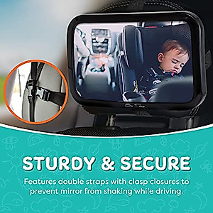 So Peep Adjustable Baby Car Mirror - Extra Large Backseat Safety Mirrors with Wide-Angle View and Headrest Straps for Rear-Facing Infant Car Seats - Newborn Essentials﻿
