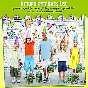 12 Packs Reptile Lizard Snake Party Favor Bags with Handles Turtle Reptile Lizard Snake Birthday Party Supplies Gift Treat Goody Bags for Camping Reptile Party Decorations