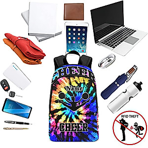 SunFancyCustom Tie Dye Cheer Cheerleader Backpack Bookbags Laptop Bag Casual Travel Daypack for Camping Shopping