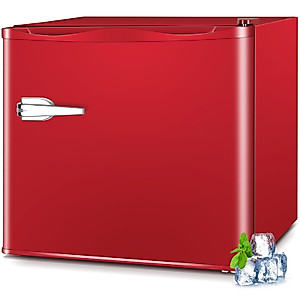 LHRIVER Mini Freezer Compact Upright Freezer, 1.2Cu.ft Small Freezer with Handle, Removable Shelves, Adjustable Thermostat Low Noise Mini Freezers for Bedroom, Apartment, Home, Office, Red