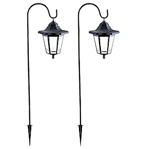 MAGGIFT Upgrade Hanging Solar Lights Garden Decorations, 37.8 Inch Dual Use Shepherd Hook Lights with 2 Shepherd Hooks Outdoor Yard Front Porch Decor Solar Coach Lights, 2 Pack