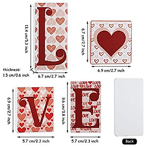 Valentine's Day Love Wooden Blocks Heart Love Wooden Signs Freestanding Love Tabletop Decorations Love Letters Table Signs for Home Party Wedding Table Decor
