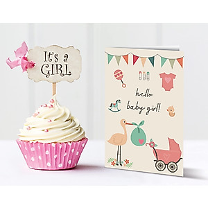 Better Office Products 25 Pack New Baby Congratulations Cards with Envelopes, Baby Shower Cards, Bulk Set, 4 x 6 Inch, 6 Cover Designs, New Baby Girl and Boy Cards, Blank Inside