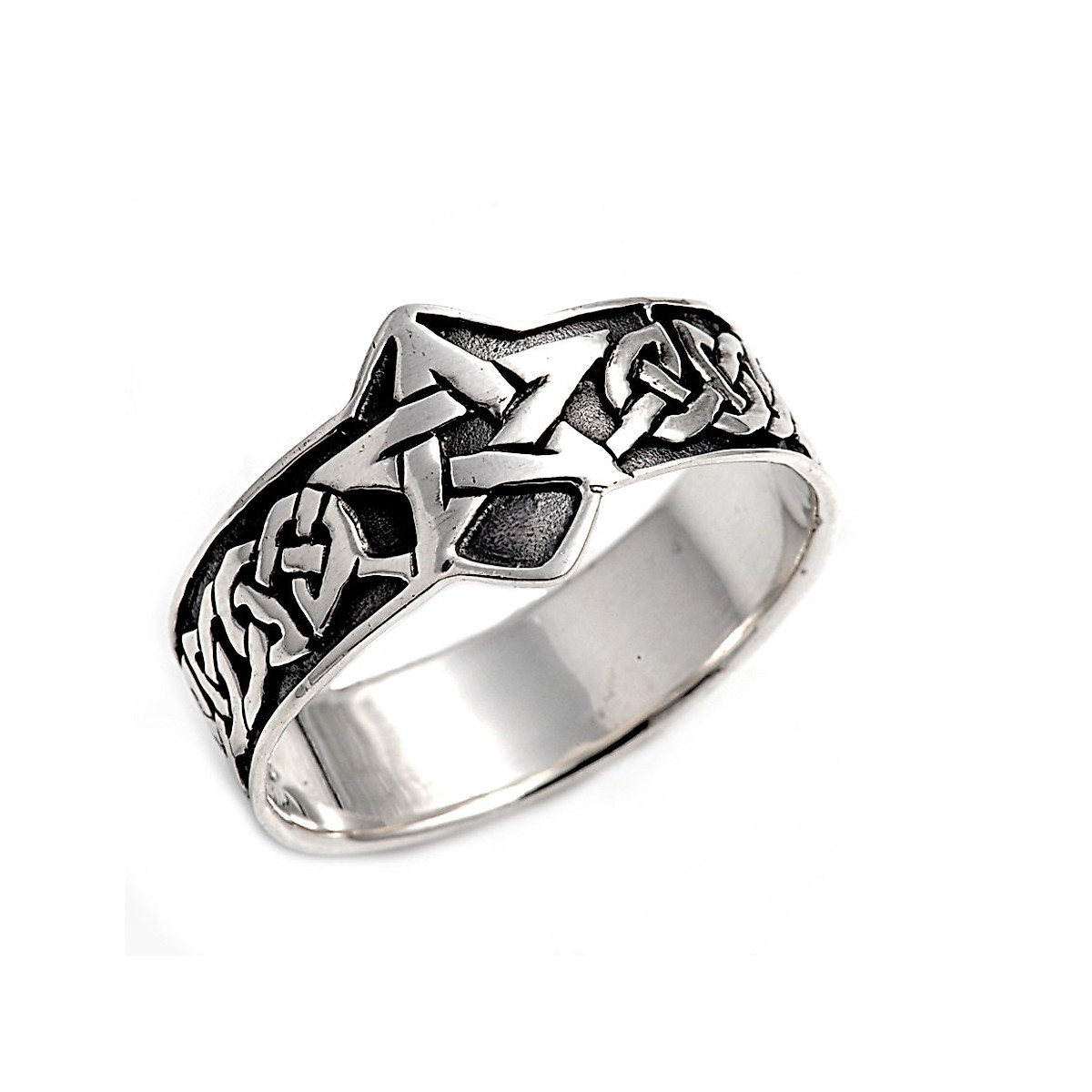 CloseoutWarehouse 925 Sterling Silver Pentagram Wicca Craft Ring Size 11