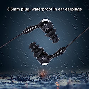 PUSOKEI Short Cord Waterproof Headphone, IP68 Waterproof Shortline in-Ear Tree Earplugs Waterproof Earphone Suitable Fit for Swimming Surfing Running(Black)