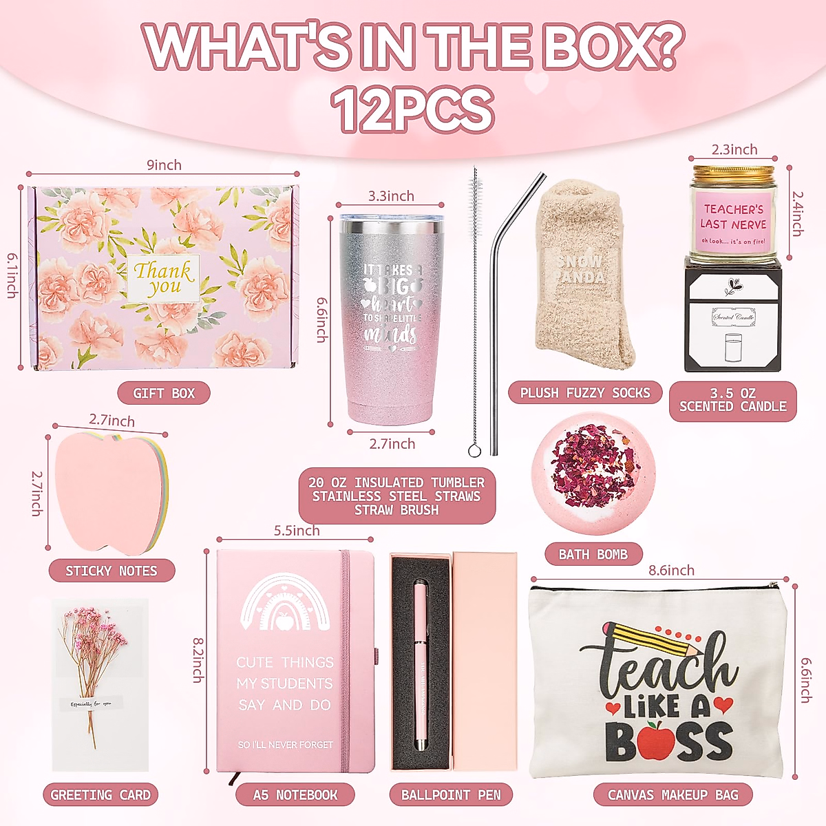 Best Teacher Appreciation Gifts for Women - Mothers Day Gifts & Unique Teacher Birthday Gift for Coworker - Personalized Inspirational Basket for Back to School - Stainless Steel Tumbler