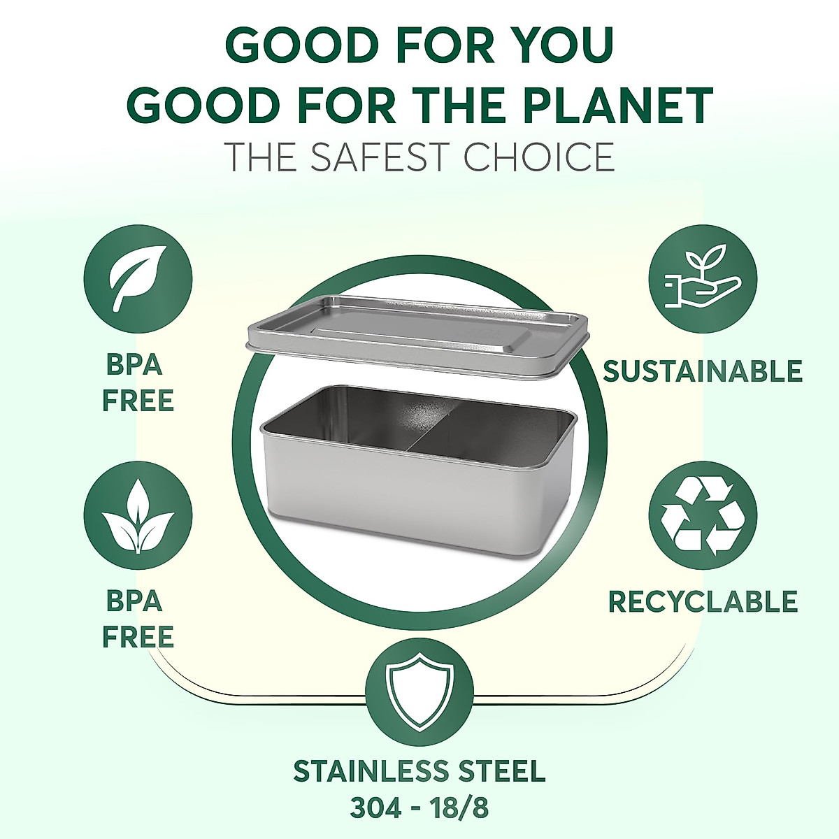 Umami Stainless Steel Bento Box Adult w/Fork & Divider, Microwave Safe (Yes!) & Dishwasher Safe, 100% Leakproof, Large Stainless Steel Metal Lunch Container for Adults