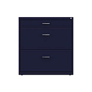 Hirsh Industries Space Solutions 30" W Metal 3 Drawer Home Office File Cabinet Navy