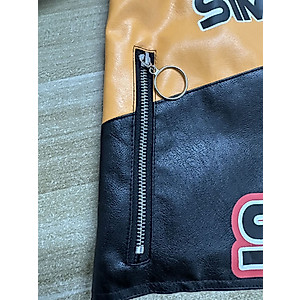 VOIKERDR Leather Jacket Zipper Moto Biker Short Bomber Jacket Women Faux Leather Jacket