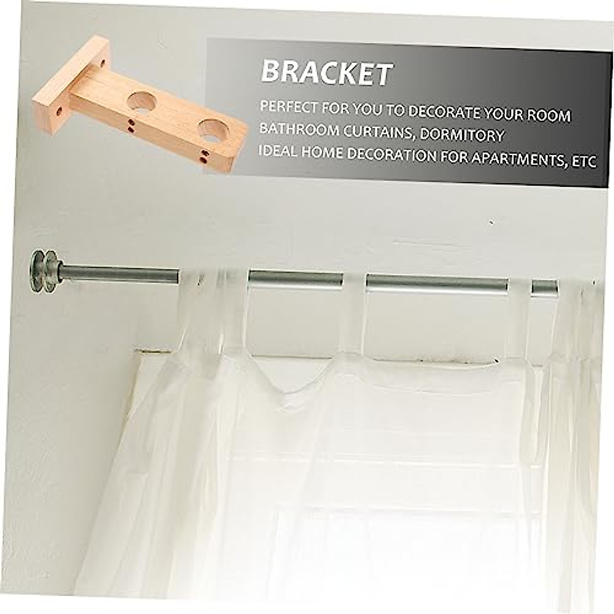 Alipis 3pcs Socket Curtain Ceiling Brackets Rod Hook Drapery Pole Hanger Bracket Wardrobe Bathroom Curtains Wood Hardware Support Shower Household Heavy Accessory Wooden End Hooks Clo