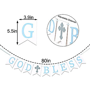 God Bless Banner - God Bless Banner Baptism，baby Shower Banner for Girl/boy，baptism Banner，first Communion Banner，banner for Baby Shower Photo Prop Party Decorations