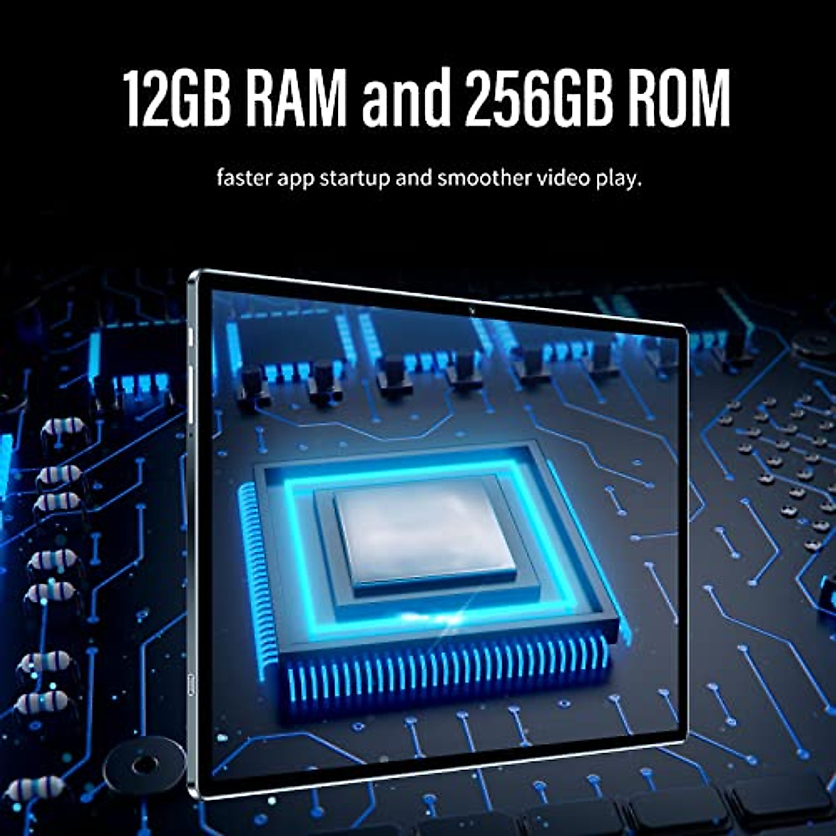 FECAMOS 2 in 1 Tablet PC, 10.1 Inch Tablet 5G WiFi 512GB Dual Camera RGB Mouse Expandable 4G LTE MT6755 Octa Core with Stylus Pen for Entertainment (Blue)