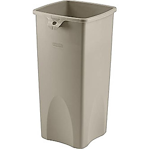 Rubbermaid Commercial Square Waste Container, 30.9" x 15.5" x 16.5", Beige