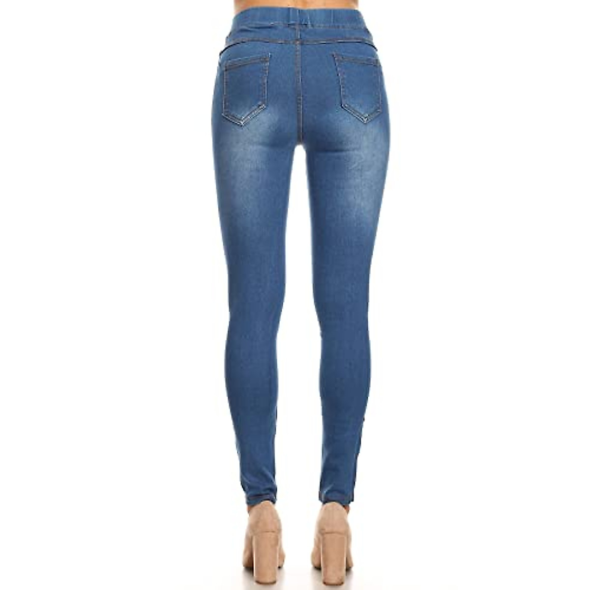 Women's Stretch Pull-On Skinny Ripped Distressed Denim Jeggings Pants 3XL Blue-69