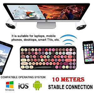 FELICON Multi-Device Wireless Bluetooth Keyboard,Mini 84-Key Retro Round Keycaps Wireless Bluetooth Keyboard, Ergonomic Design Compatible with PC, Computer, Laptop