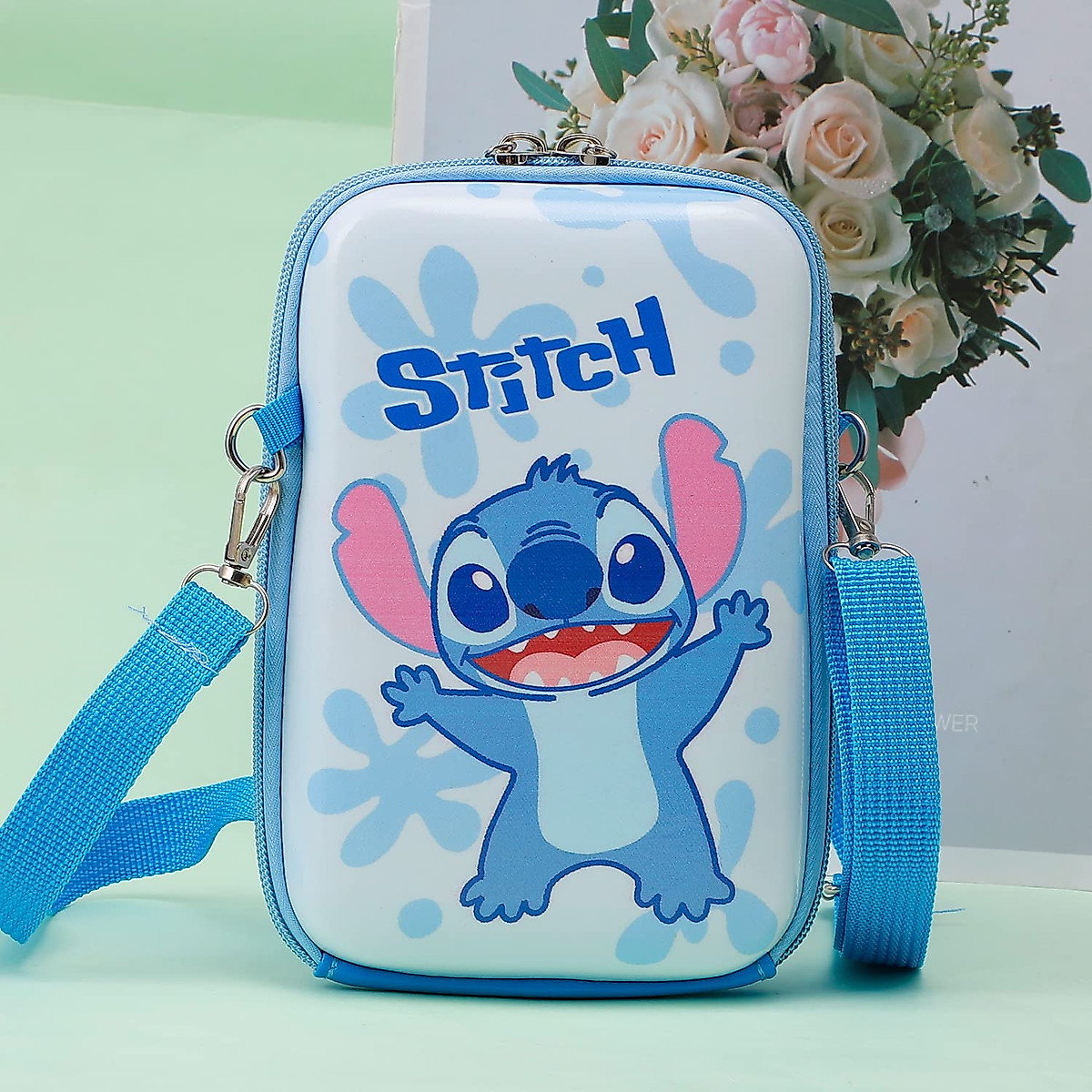 QUQMDKL Cute Stich Lilo Ohana Crossbody Bags Lilo Shoulder Bag Purse Ohana Stich Wallet Purse Coin Pouch for Lilo Lover(XK-XJBB B)