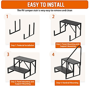 Fruyyzl 2 Step RV Steps, Update 3.0 Hot Tub Steps with Anti-Slip Pedals and Handrail, Swimming Pool Ladder Above Ground, Portable Step Stool Ladder (2STEP 1PCS) (B2-RVEL)