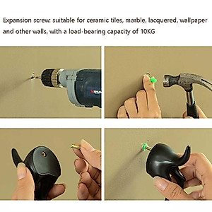 Dog Tail Shape Key Holder Adhesive Hooks Key Hooks Coat Hooks Utility Hooks Decorative Wall Hooks for Kitchen Office Room Bathroom Bedroom(Black)