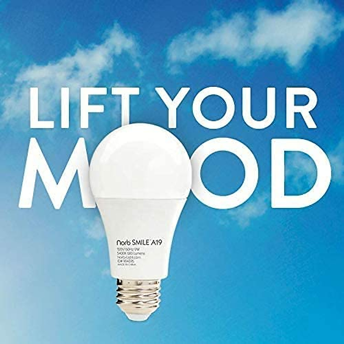 NorbSMILE Full-Spectrum “Sunlike” Premium A19 LED Light Bulb. Boosts Energy, Mood & Performance. Supports Circadian Rhythm. Near-Perfect Color Rendering. Patented Technology US Based (1-Pack)