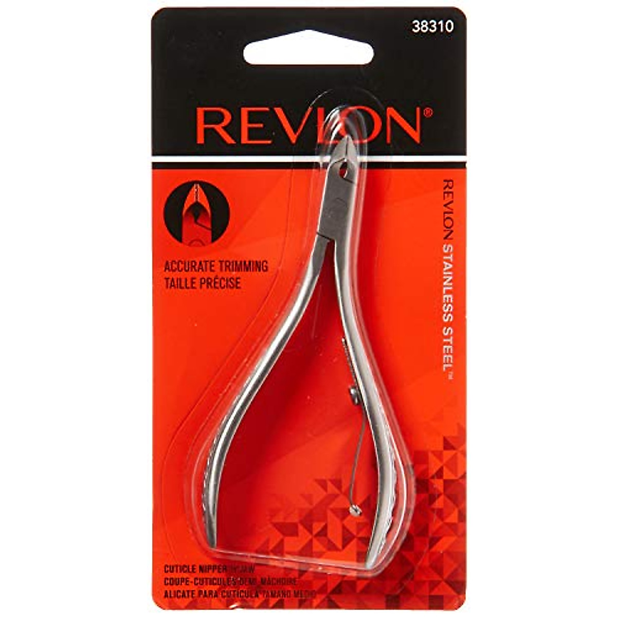 Cuticle Trimmer by Revlon, Half Jaw Cuticle Remover Tool, Nail Care, High Precision Blade, Easy Grip, Stainless Steel (Pack of 1)