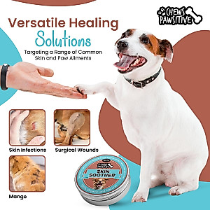 Chews Pawsitive Skin Soother for Dogs 2 oz (60g) Tin - 100% Organic Balm Protects and Heals Dry Skin and Paws Vitamin E and Natural Oils