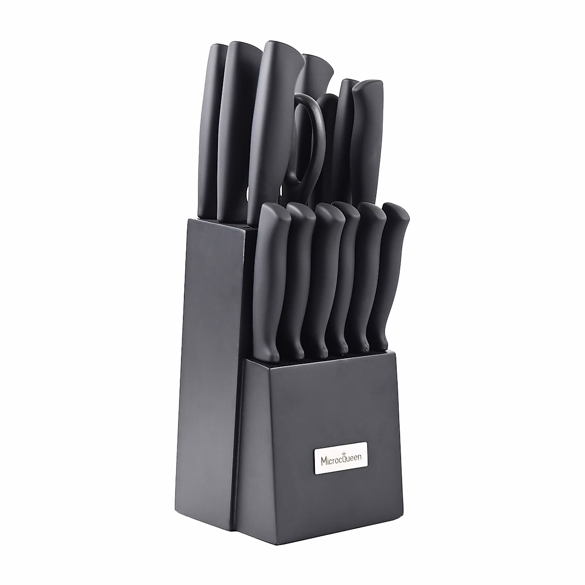 knife set black for Kitchen with Block, Kitchen Knife Sets 16 Piece Kitchen Knives for Chopping, Slicing, Dicing&Cutting,Dishwasher Safe,6 Steak Knives